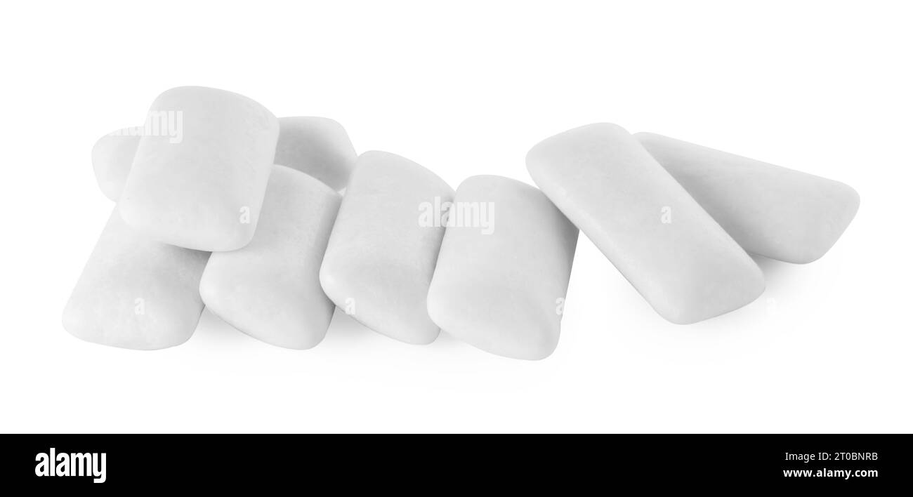 Pile of tasty chewing gums on white background Stock Photo - Alamy