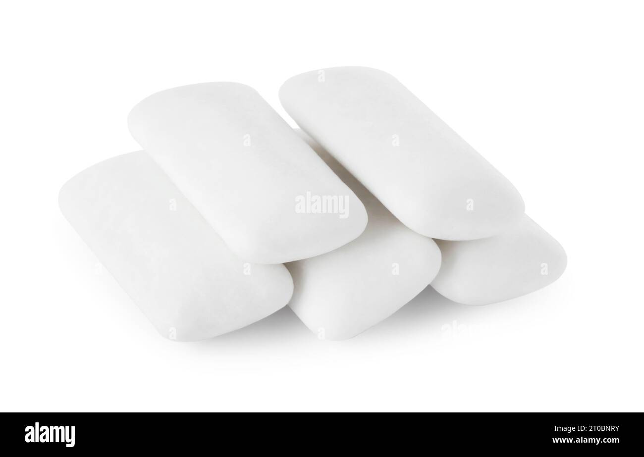 Pile of tasty chewing gums on white background Stock Photo - Alamy