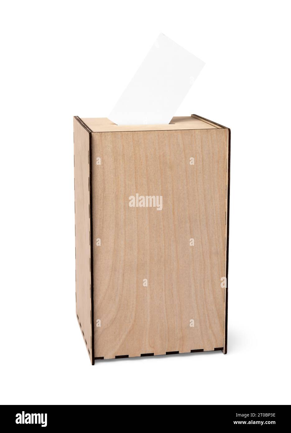 Wooden ballot box with vote isolated on white Stock Photo - Alamy