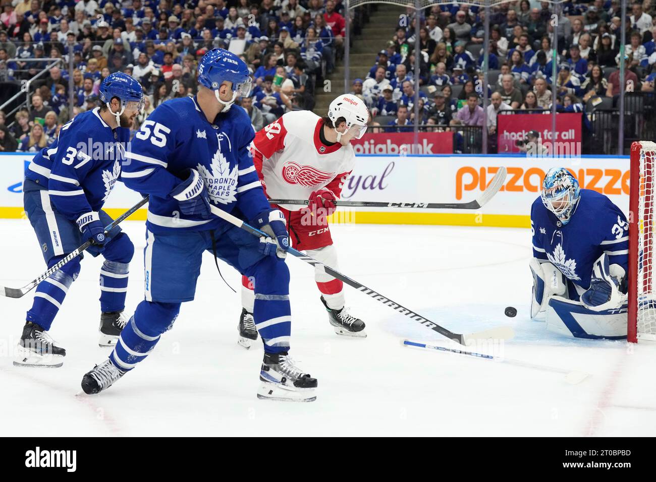 Toronto Maple Leafs goaltender Ilya Samsonov stops a shot from Detroit ...