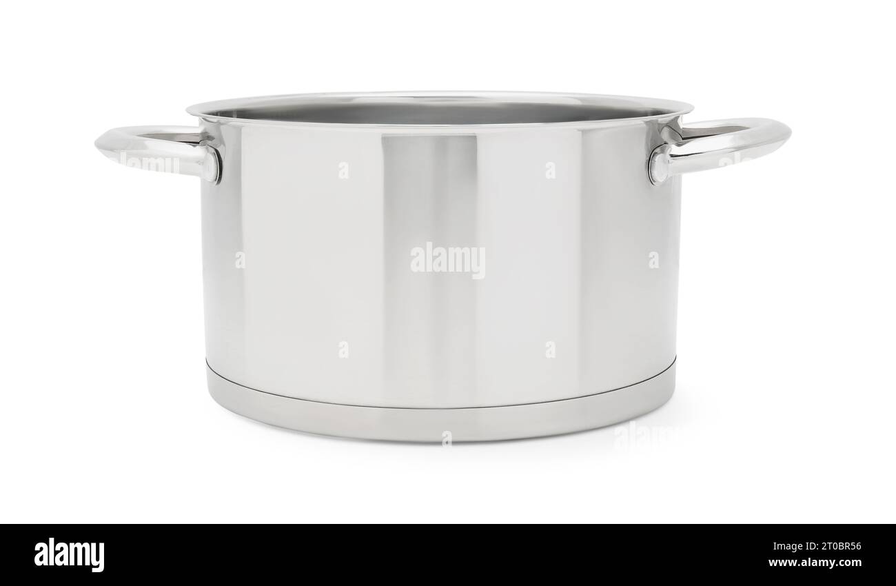 One empty steel pot isolated on white Stock Photo - Alamy