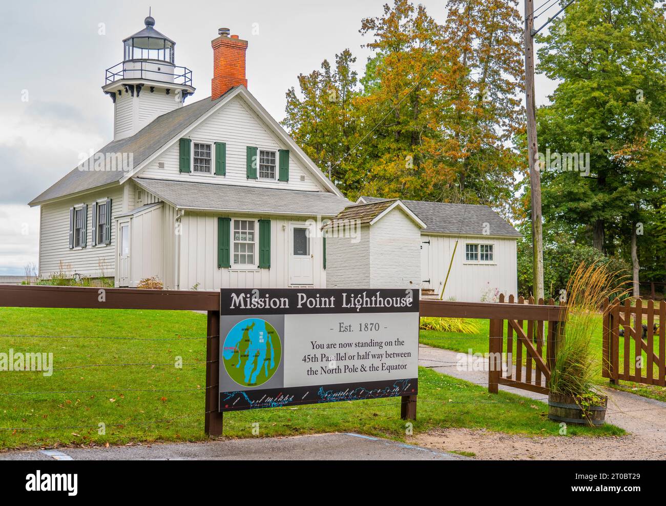 Mission Point Lighthouse is at the 45th parallel. You can see the ...