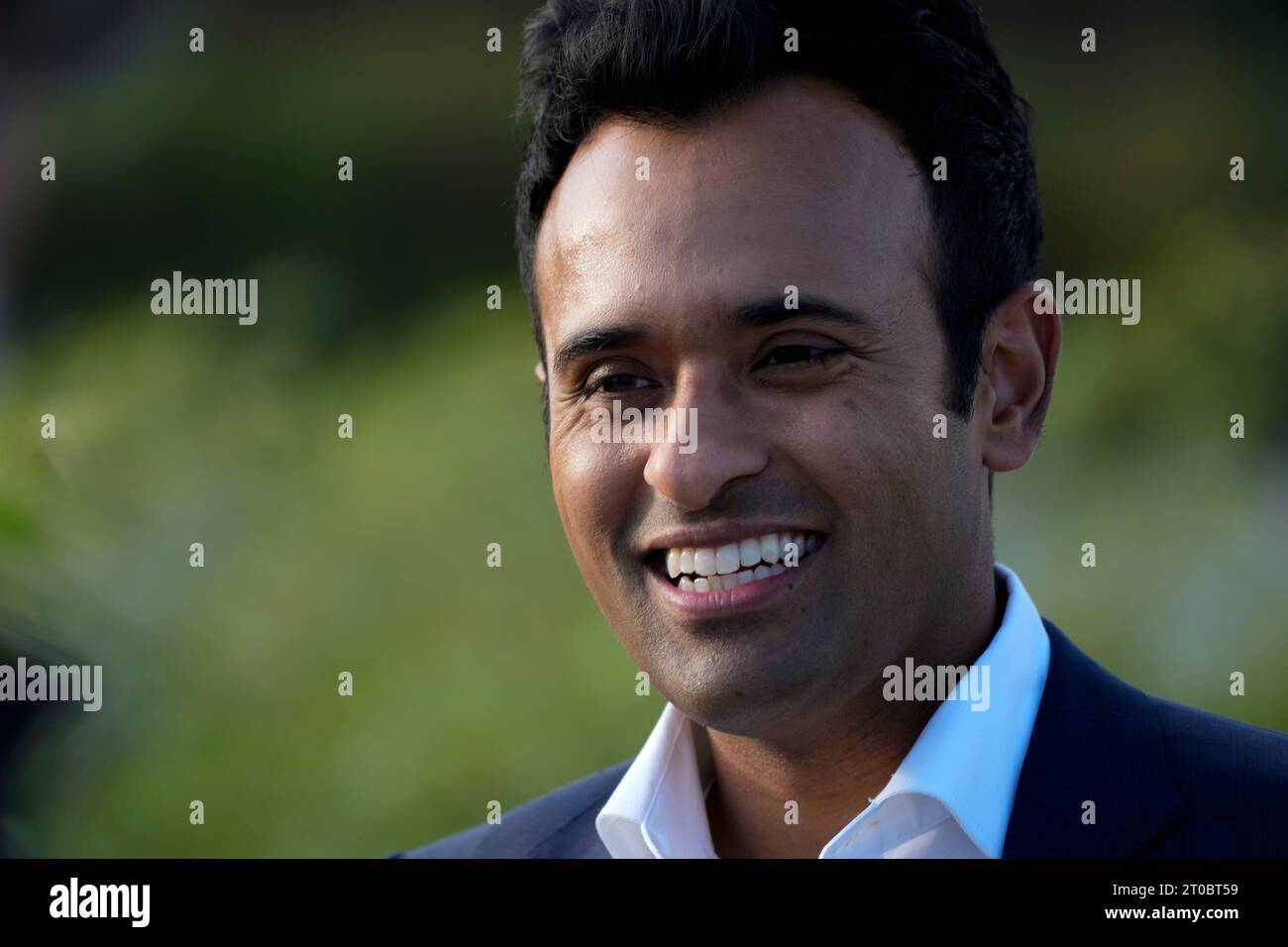 Republican presidential candidate Vivek Ramaswamy talks with supporters ...