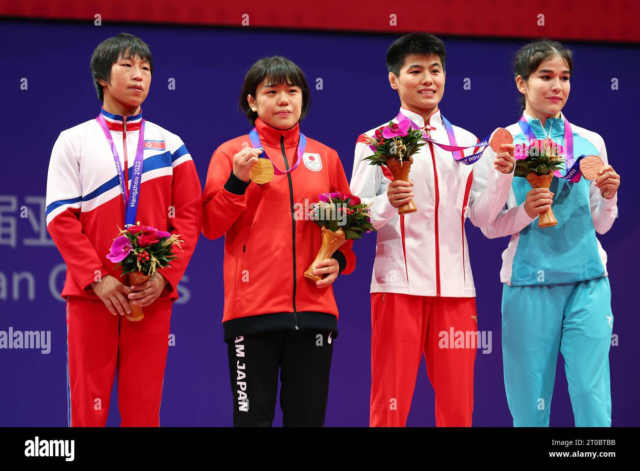 Lin'an, China. 5th Oct, 2023. (L to R) Kim Sonhyang (PRK), Remina ...