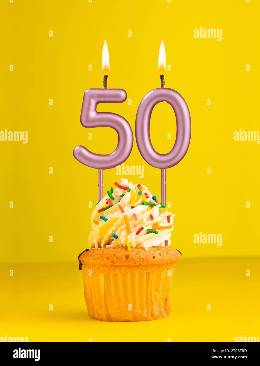 Number 50 candle - Birthday card design in yellow background Stock ...