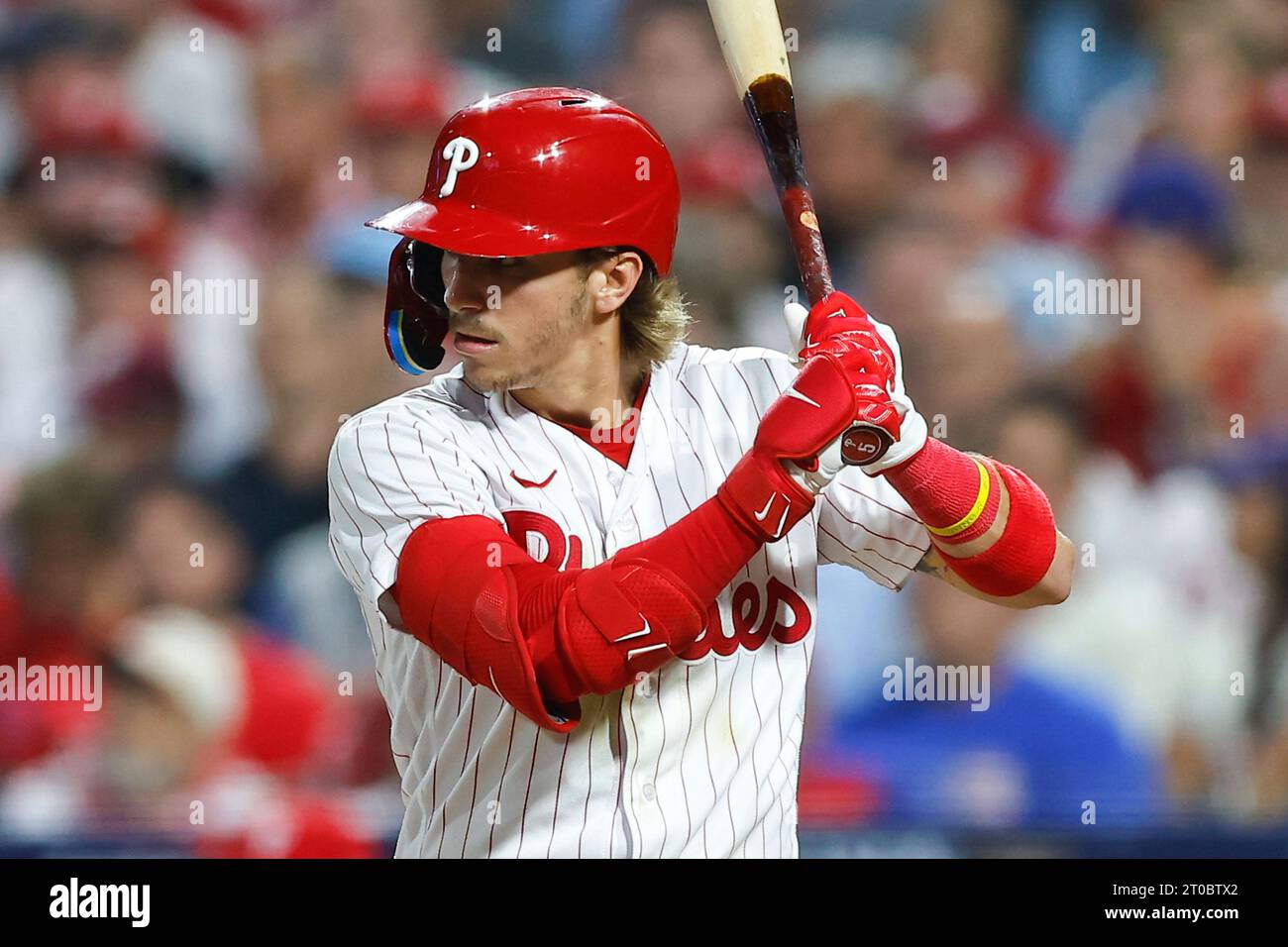 PHILADELPHIA, PA - OCTOBER 03: Bryson Stott #5 of the Philadelphia ...