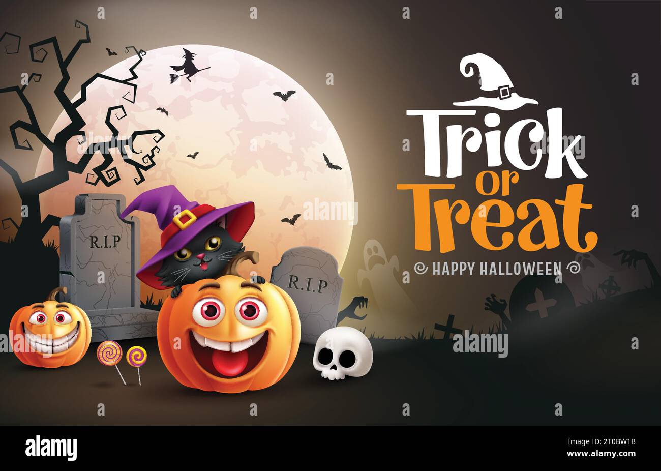 Halloween trick or treat text vector design. Trick or treat greeting ...