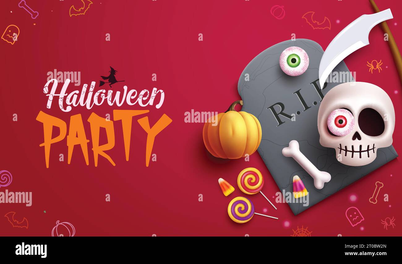 Halloween party text vector design. Halloween invitation card with ...