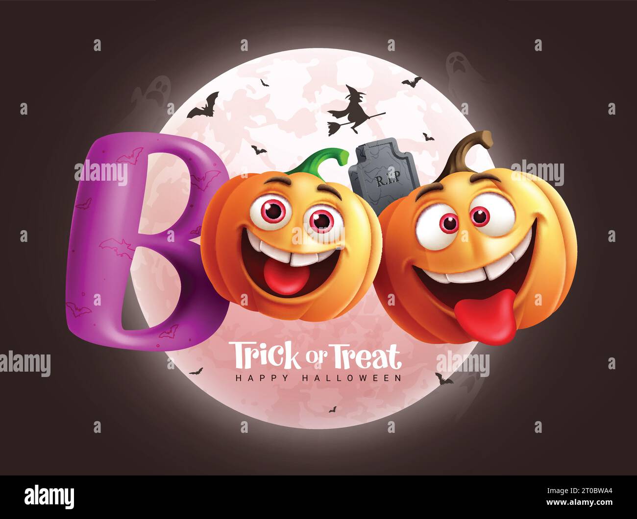 Happy halloween text vector design. Halloween trick or treat with boo ...