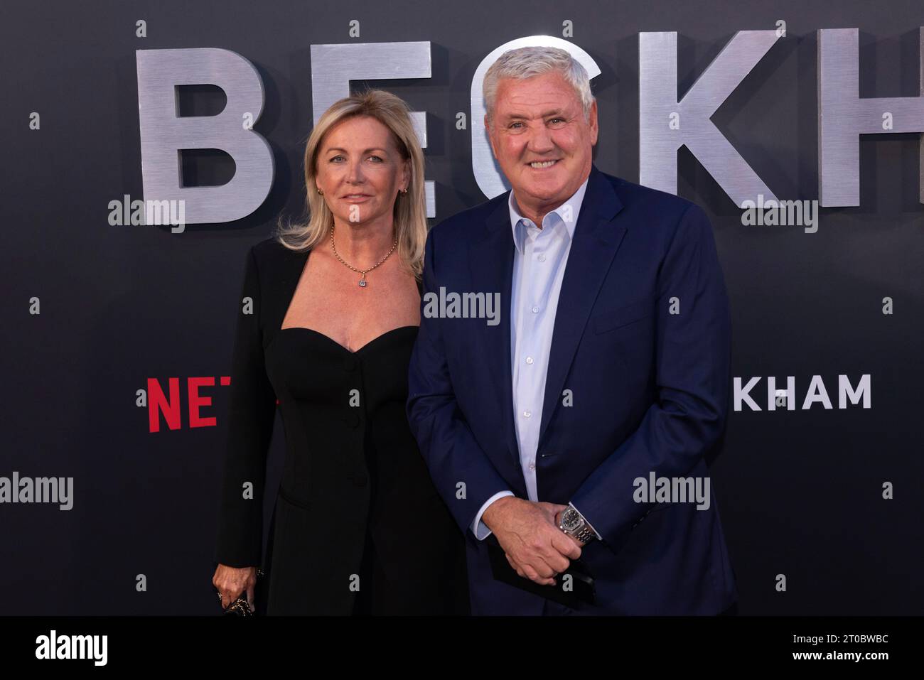 Steve Bruce and wife Janet Bruce pose for photographers upon arrival at ...