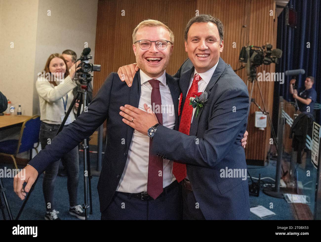 Scottish Labour leader Anas Sarwar with candidate Michael Shanks after ...