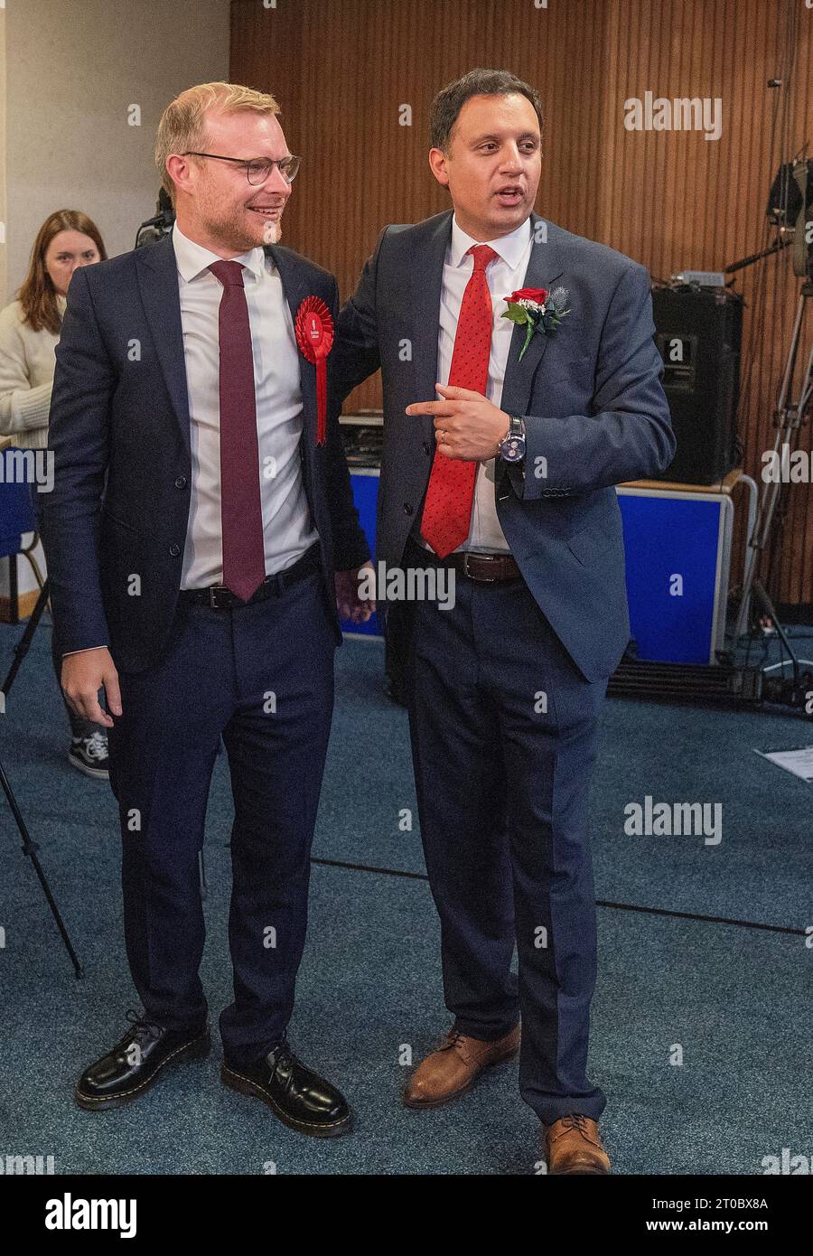 Scottish Labour leader Anas Sarwar (right) with candidate Michael ...