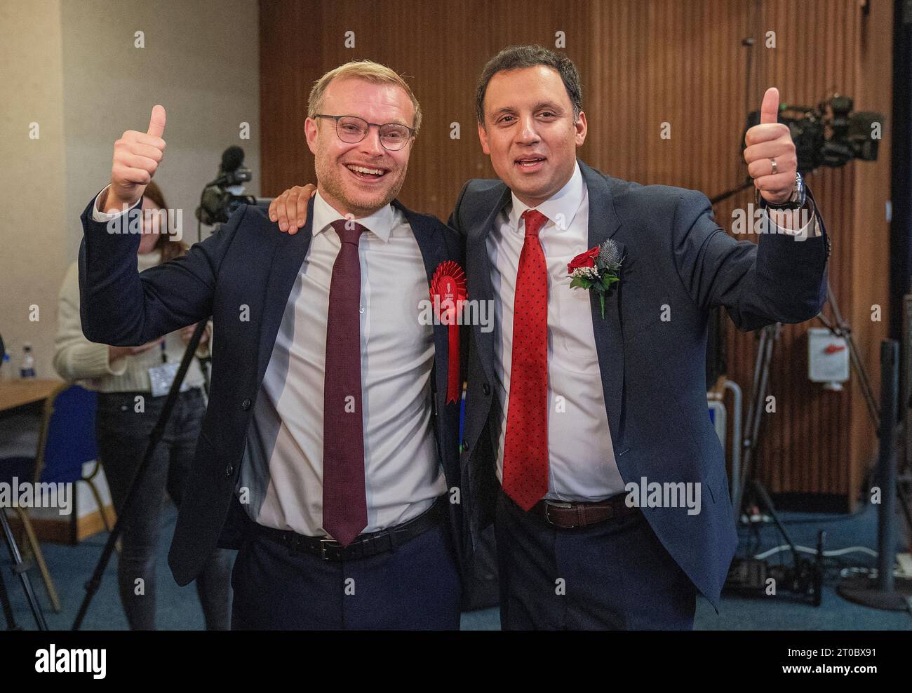 Scottish Labour leader Anas Sarwar (right) with candidate Michael ...