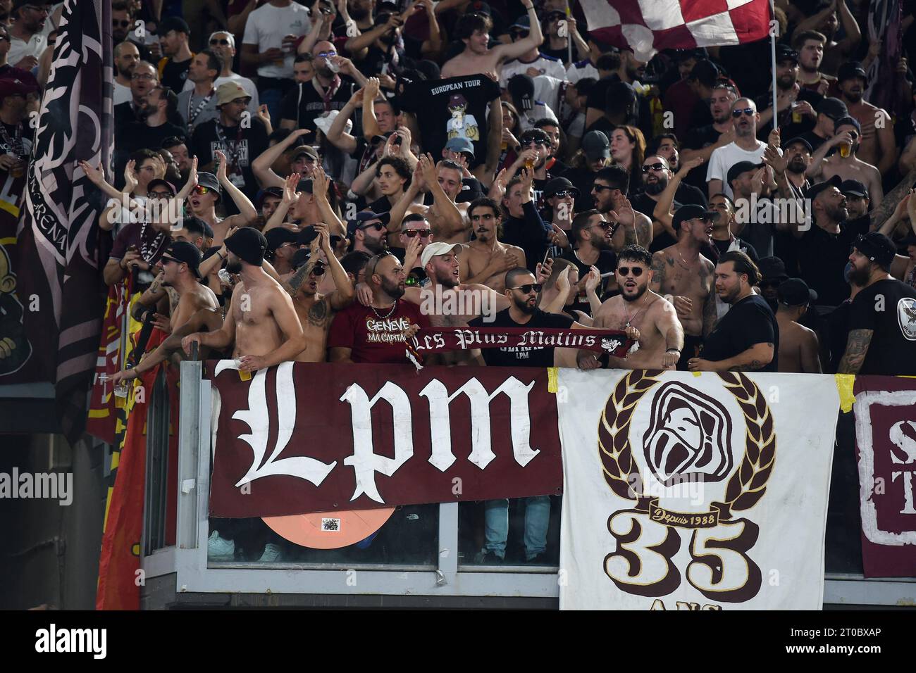 Rome, Lazio. 05th Oct, 2023. Servette fans during the Uefa Europa League match AS Roma v ...