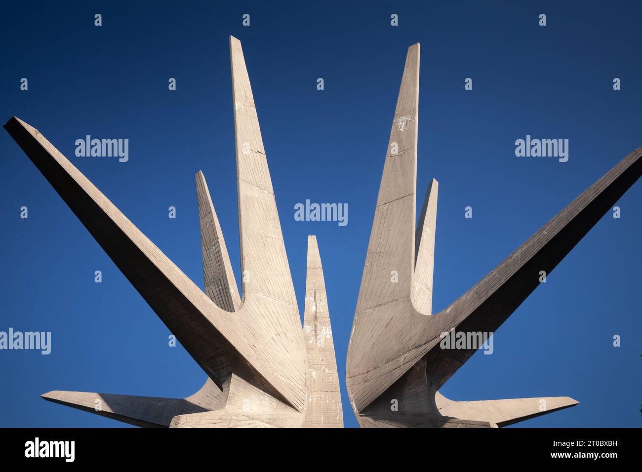 Picture of the main monument of the Kosmaj memorial, made of concrete ...