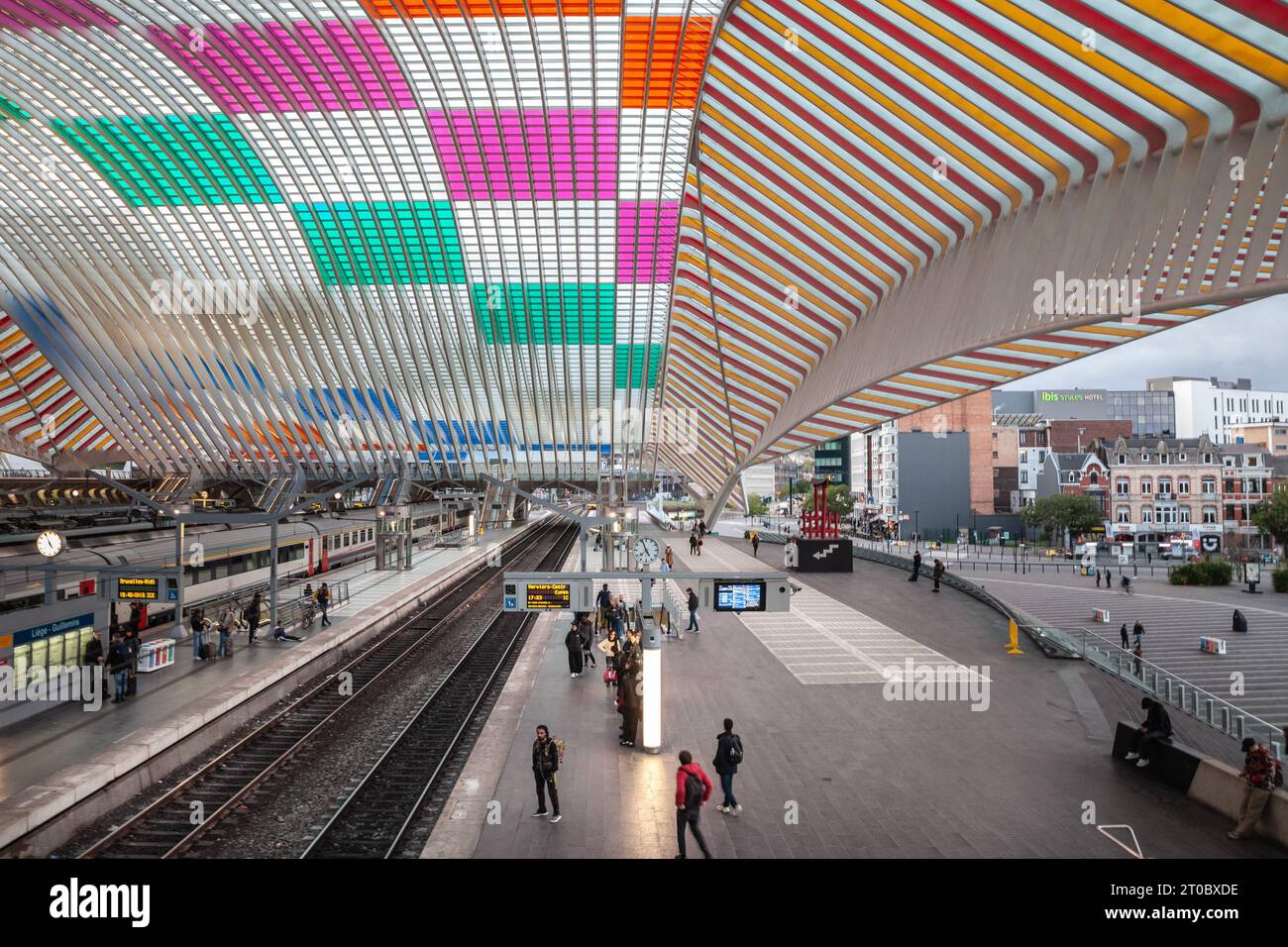 Picture of a platform of Liege Guillemins train station. Liège ...