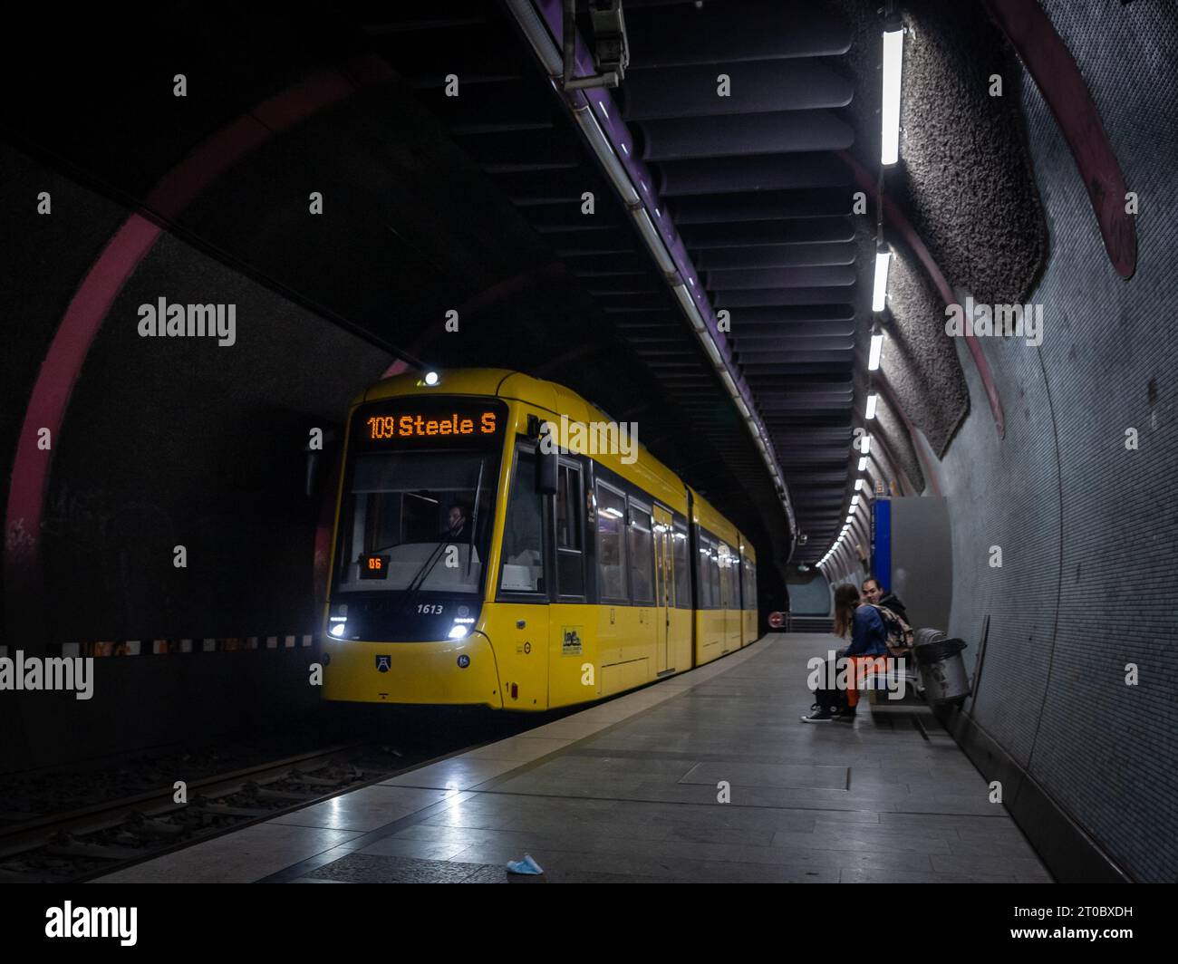 Picture of a tram passing in a station of Essen, Germany. The Essen ...
