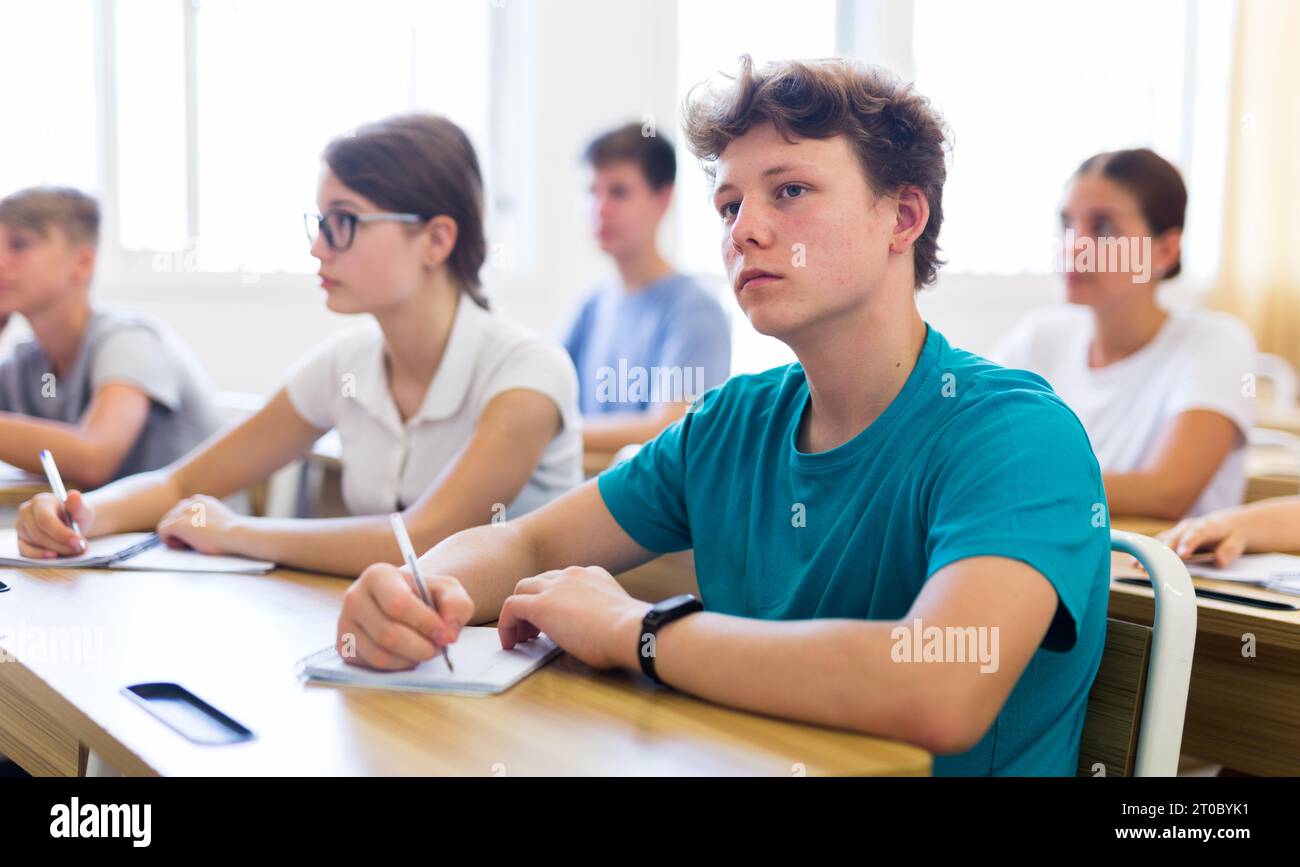 Education, learning and people concept - group of students at school ...