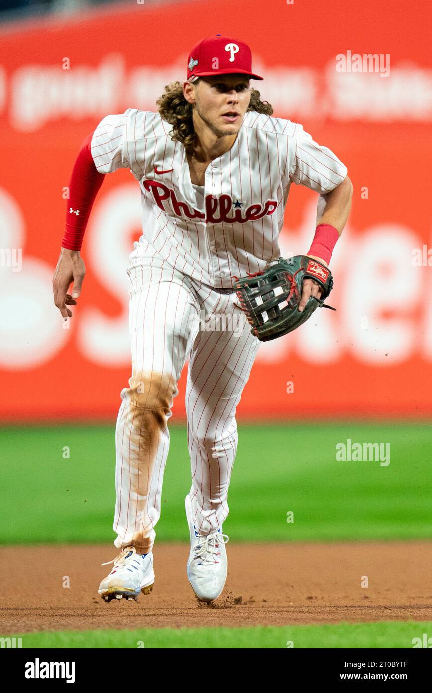 Philadelphia Phillies third baseman Alec Bohm in action during the Game ...