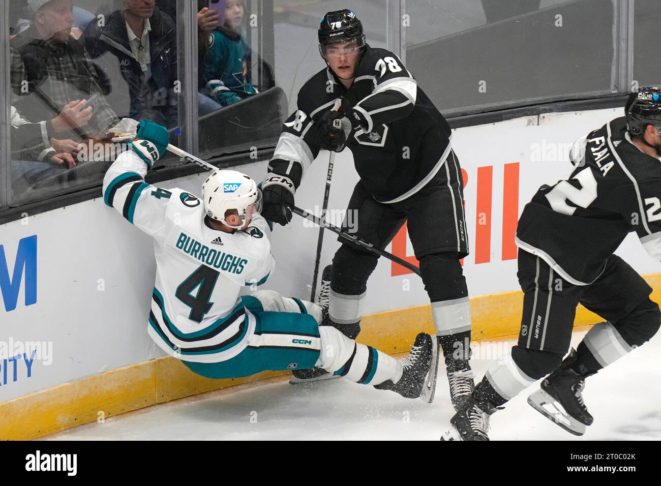 Los Angeles Kings right wing Alex Laferriere (78) checks San Jose ...