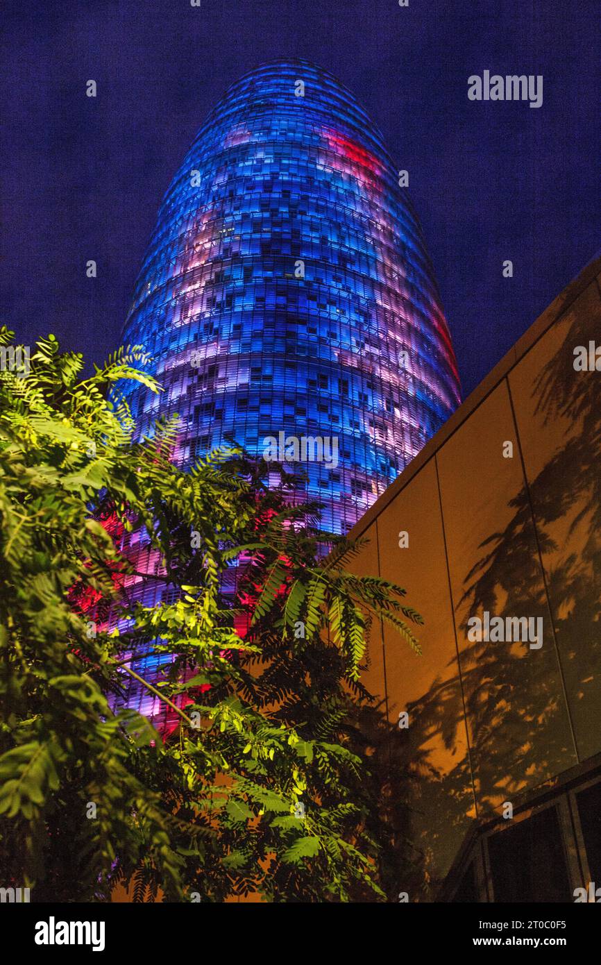 Agbar Tower in Barcelona Spain at night Stock Photo - Alamy
