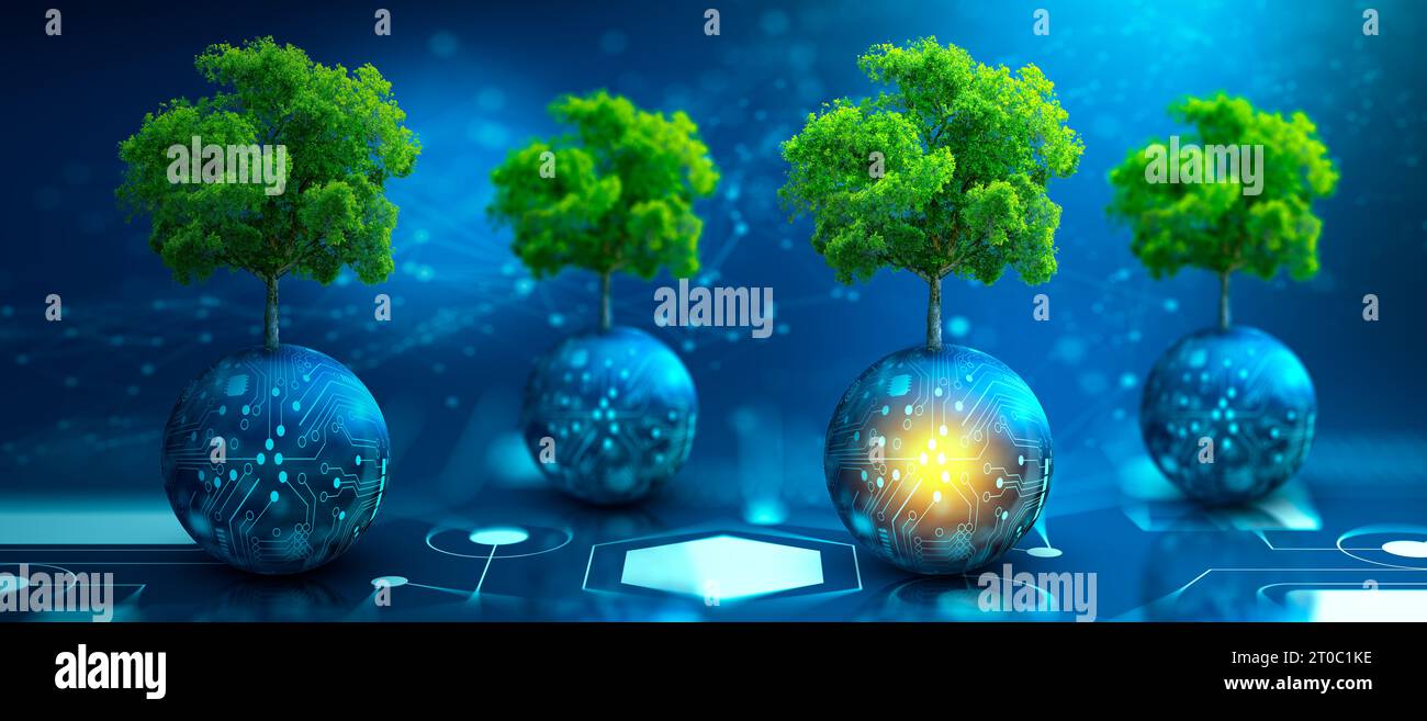Tree growing on Circuit digital ball. Digital Convergence and ...