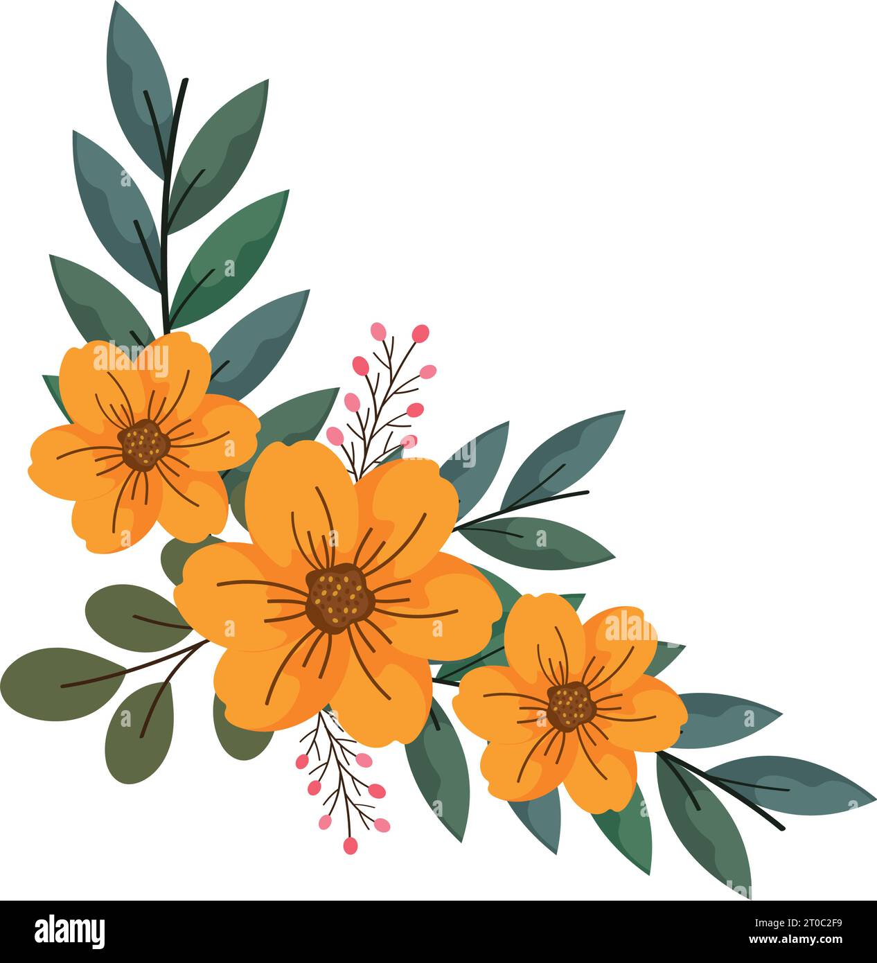 corner frame flowers botanical Stock Vector Image & Art - Alamy