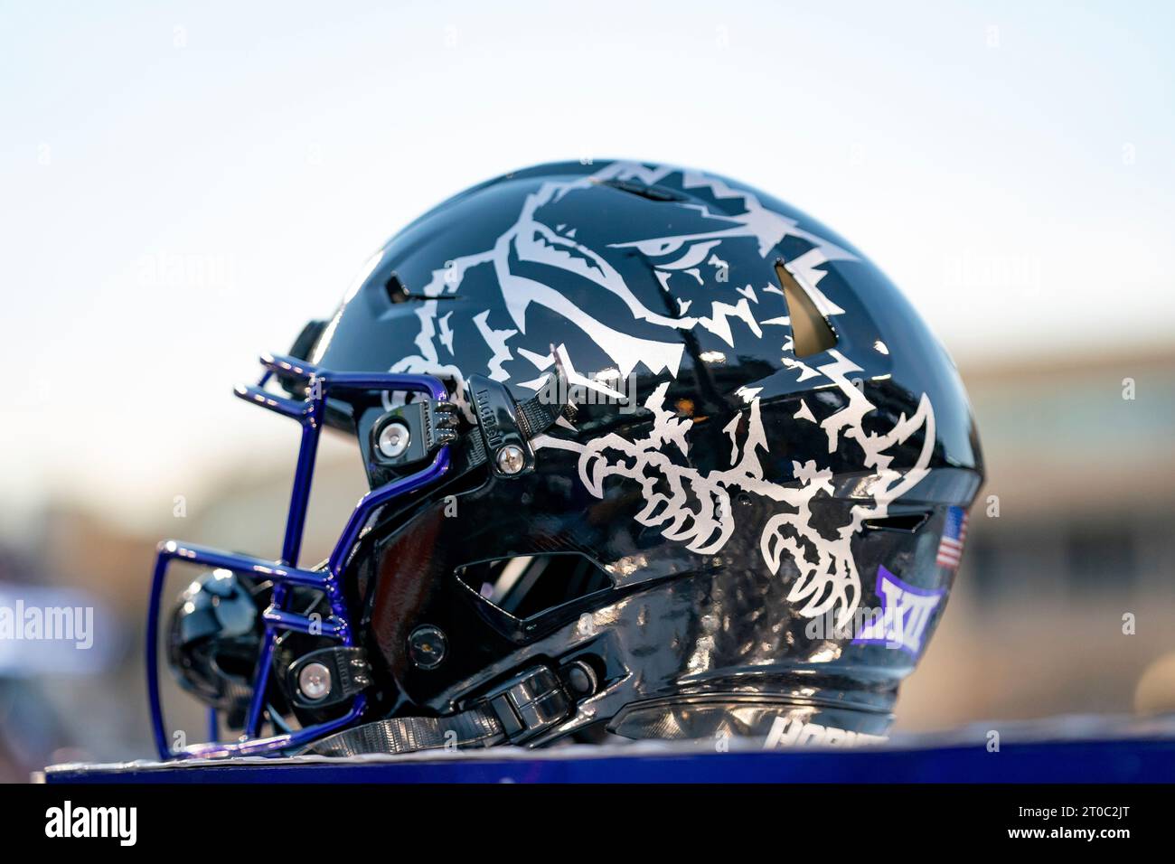 FORT WORTH, TX - SEPTEMBER 30: TCU Horned Frogs helmet during a college ...
