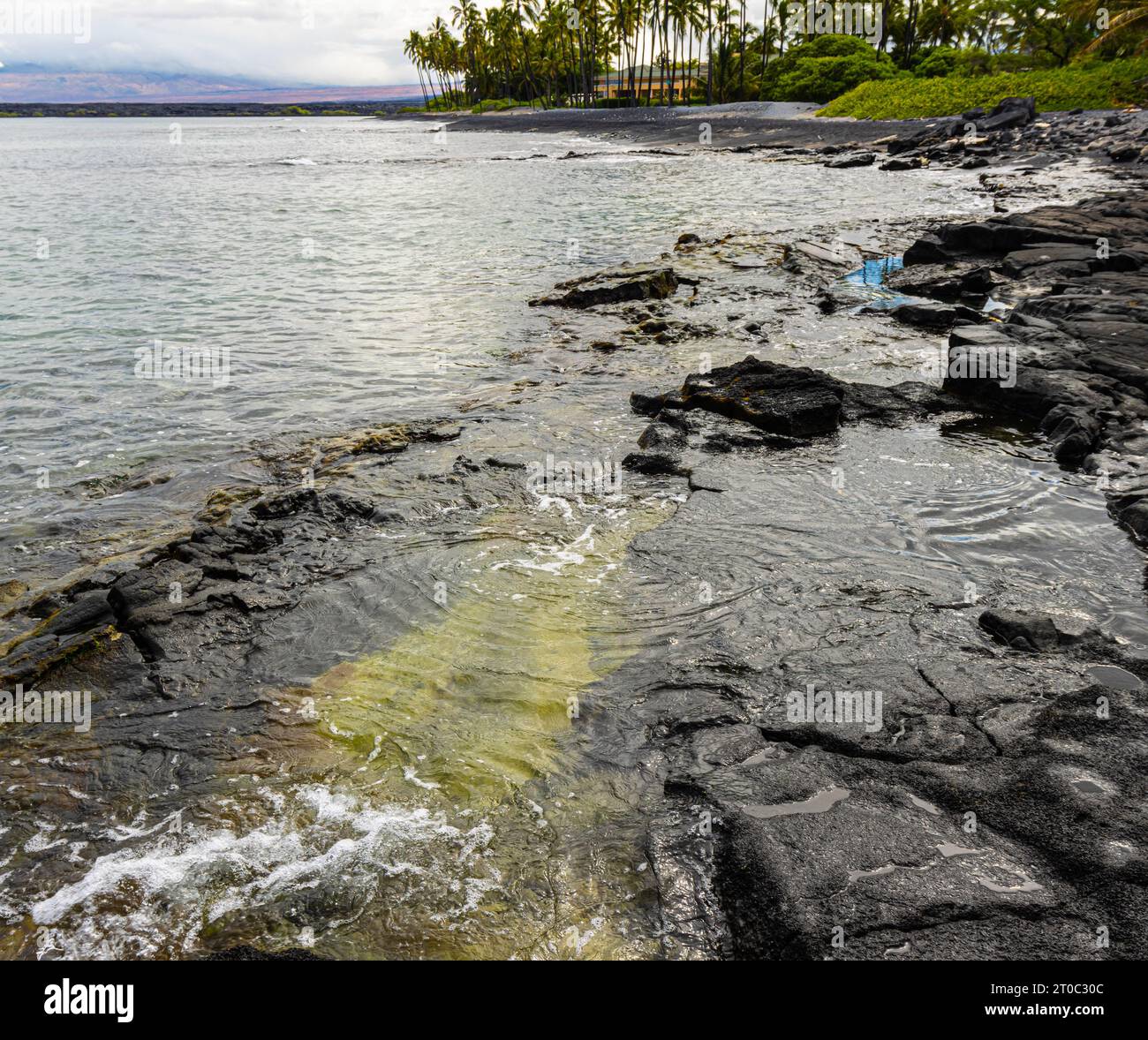 Tide Pools on The Volcanic Shoreline on Kiholo Bay Beach, Hawaii Island ...