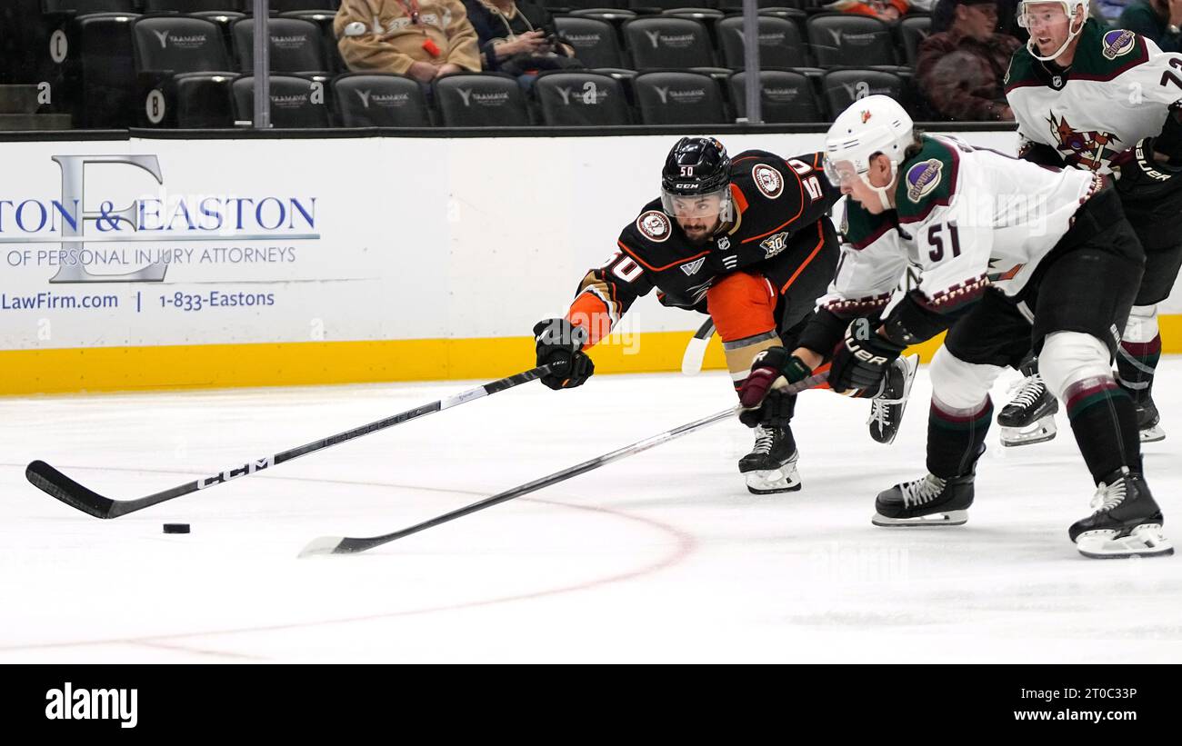 Anaheim Ducks center Benoit-Olivier Groulx, left, and Arizona Coyotes ...