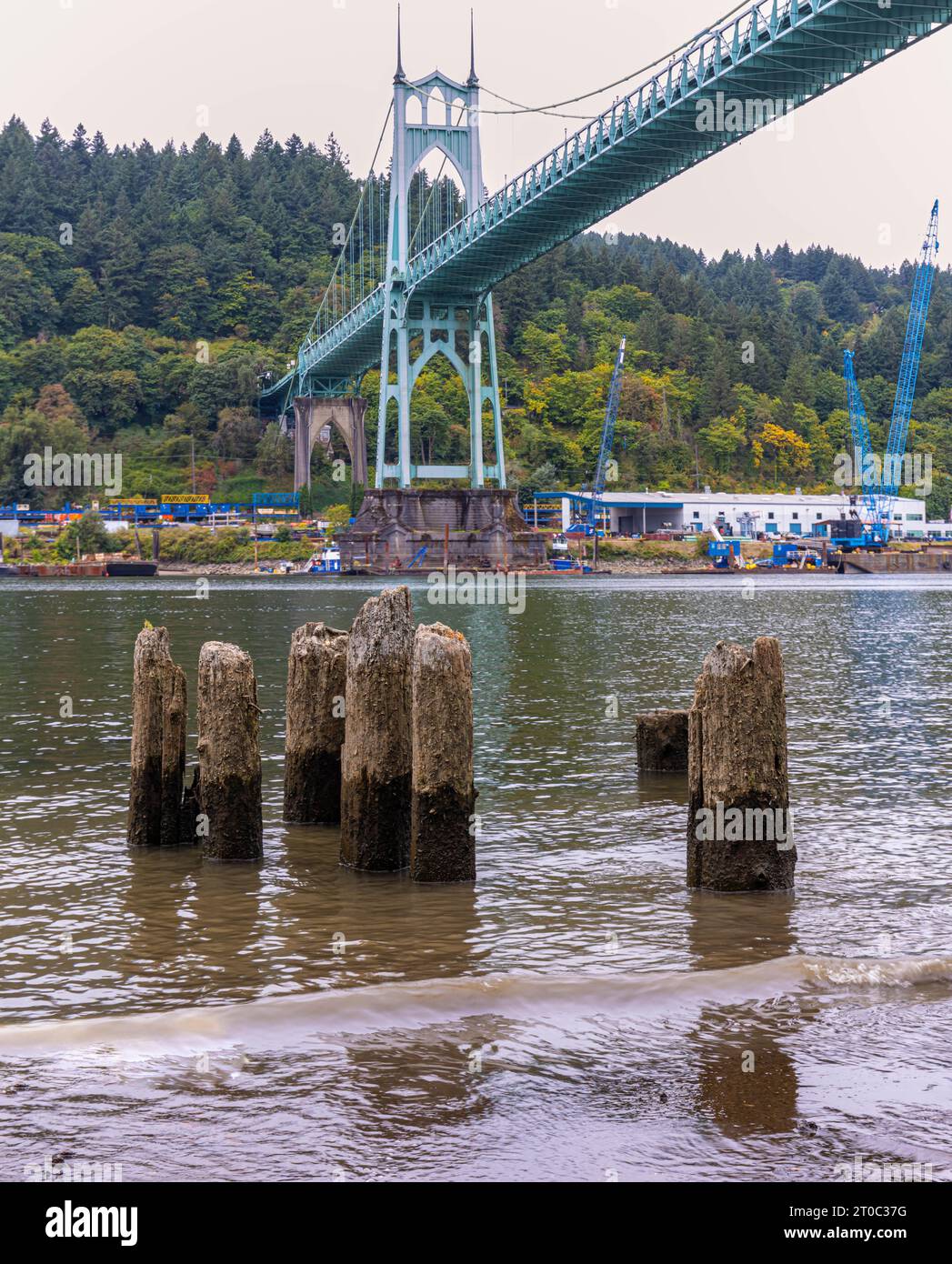 Wooden Remains of Old Ferry Landing and The Gothic -Cathedral Styled St ...