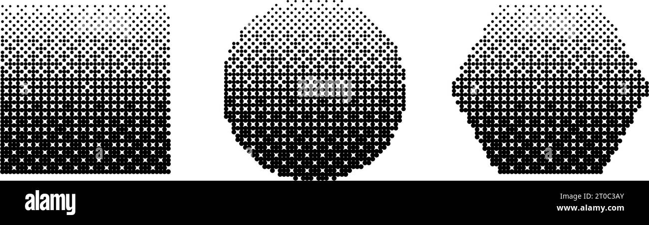 Geometric Shapes Bitmap Set Dither Gradient Forms Collection Circle Square Hexagon Elements