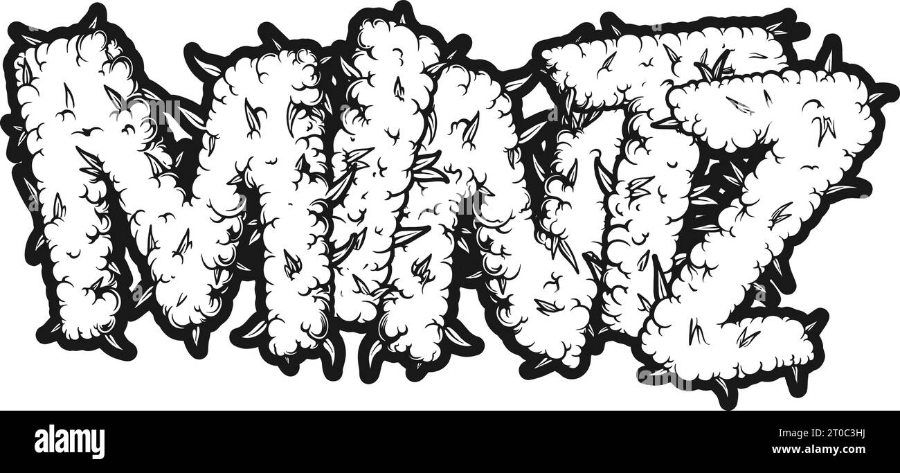 Mintz cannabis strain chronicles lettering weed outline vector ...