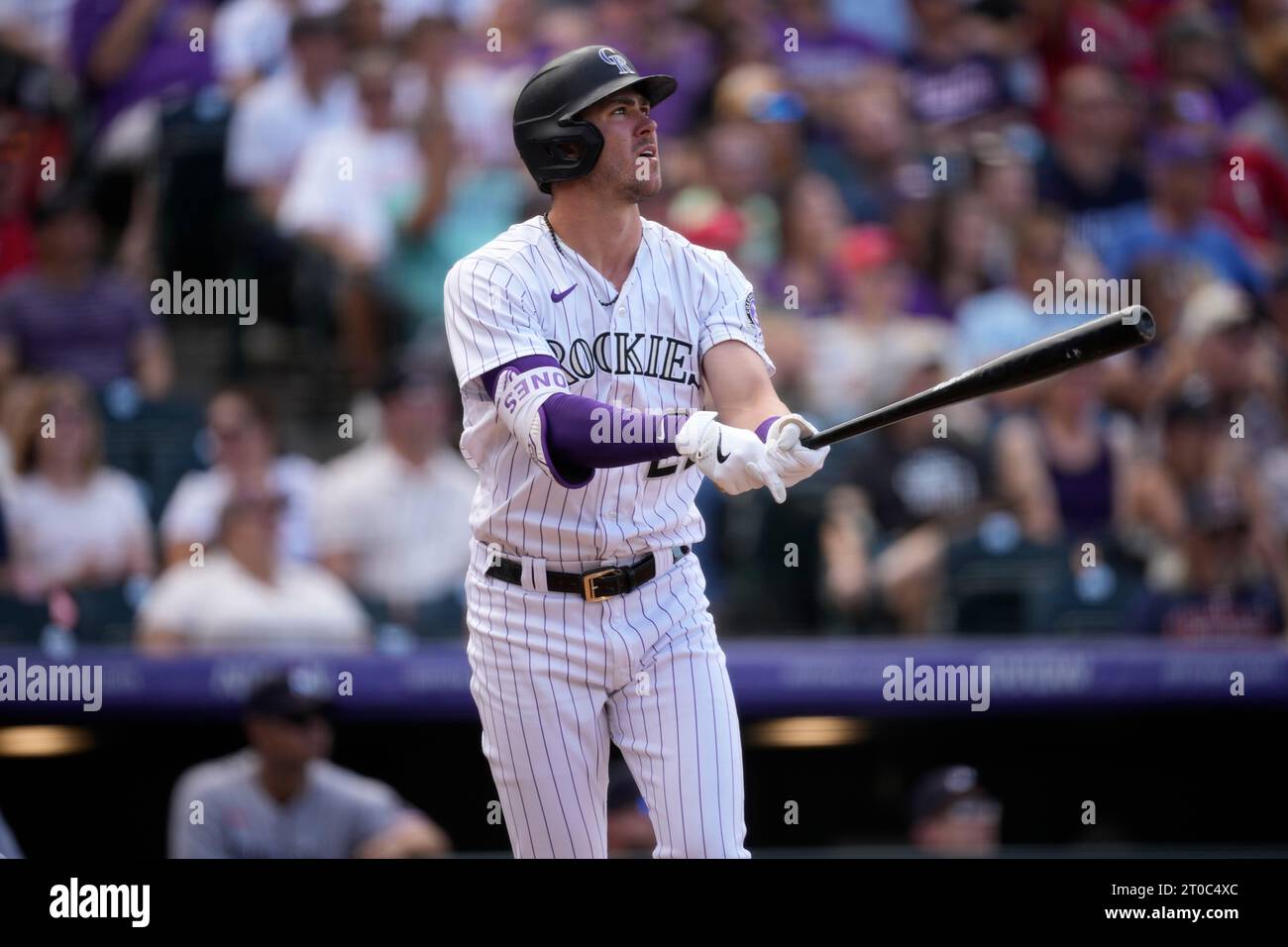 Colorado Rockies right fielder Nolan Jones (22) in the fourth inning of ...