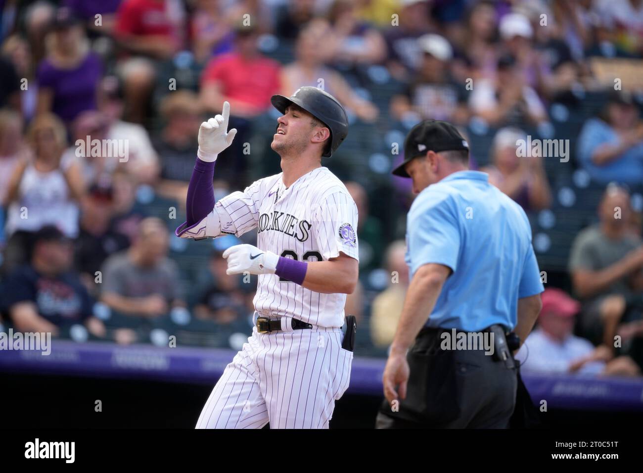 Colorado Rockies right fielder Nolan Jones (22) in the fourth inning of ...