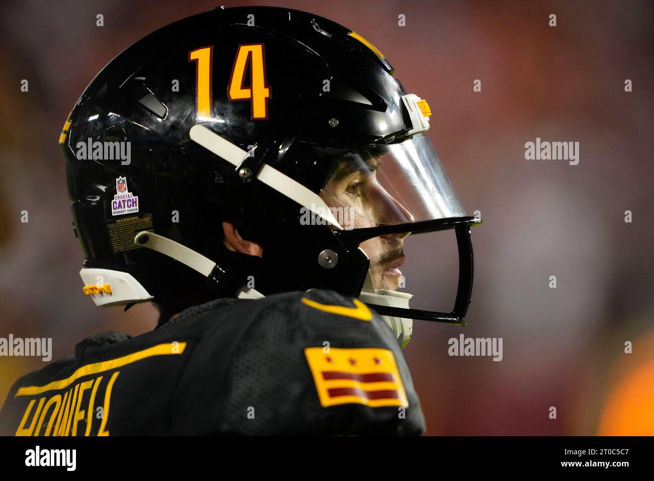 Washington Commanders quarterback Sam Howell (14) on the sideline near ...