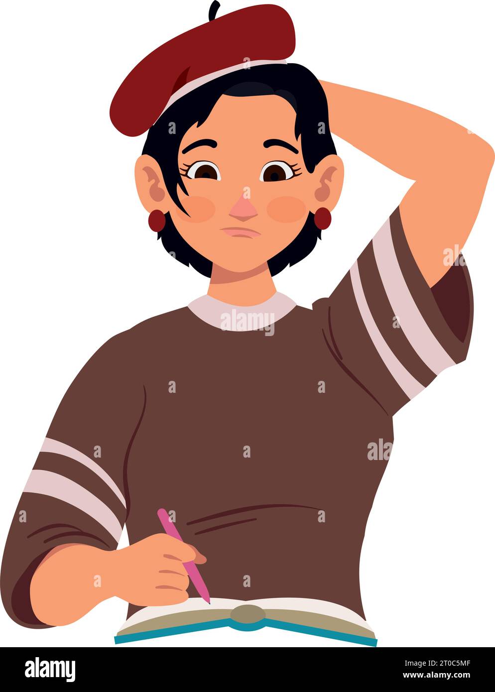 woman writing with pencil Stock Vector Image & Art - Alamy