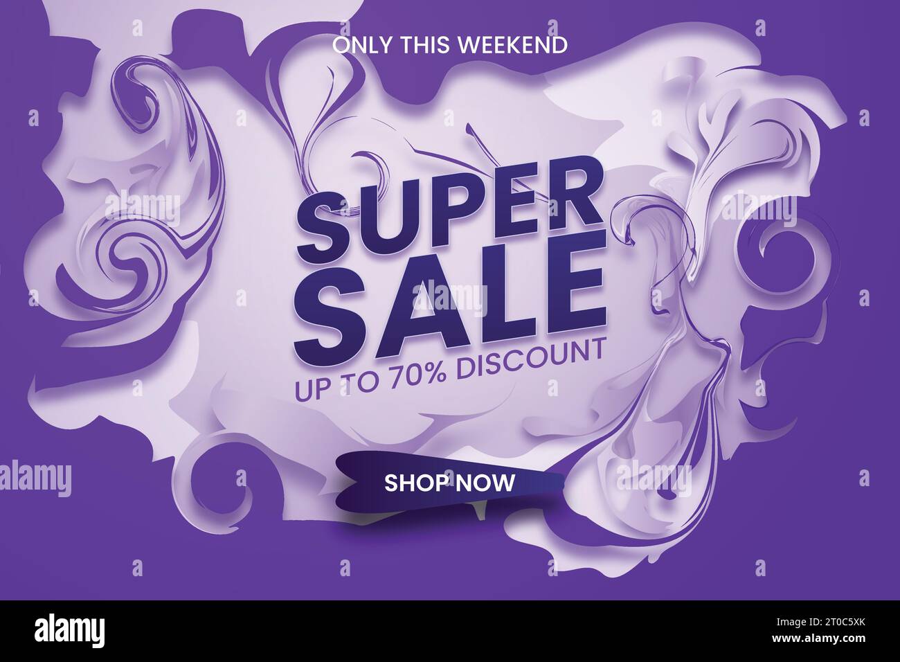 paper cut style with super mega sell offer background design template ...