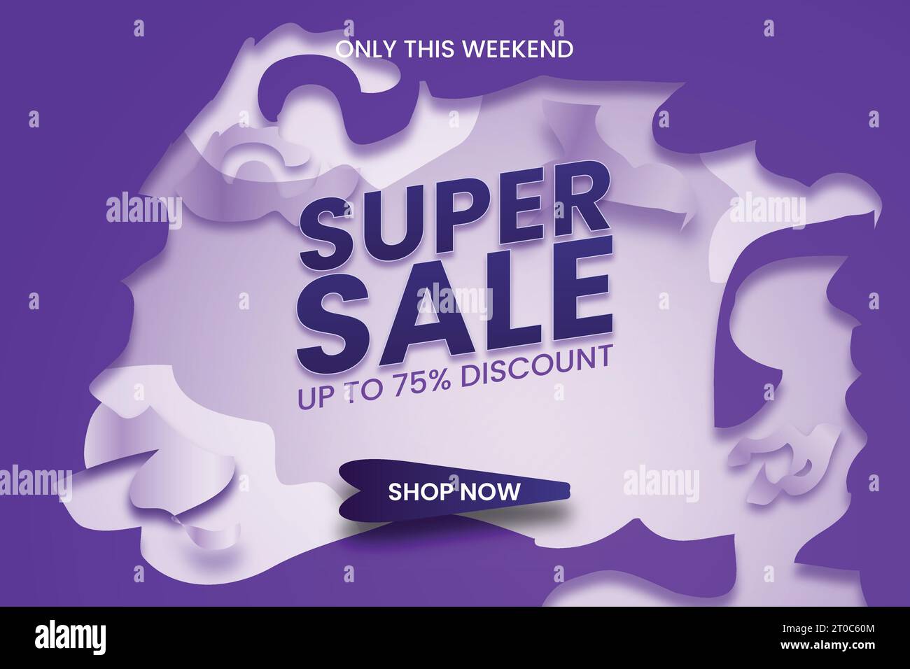 gradient white color paper cut style with super mega sell offer ...