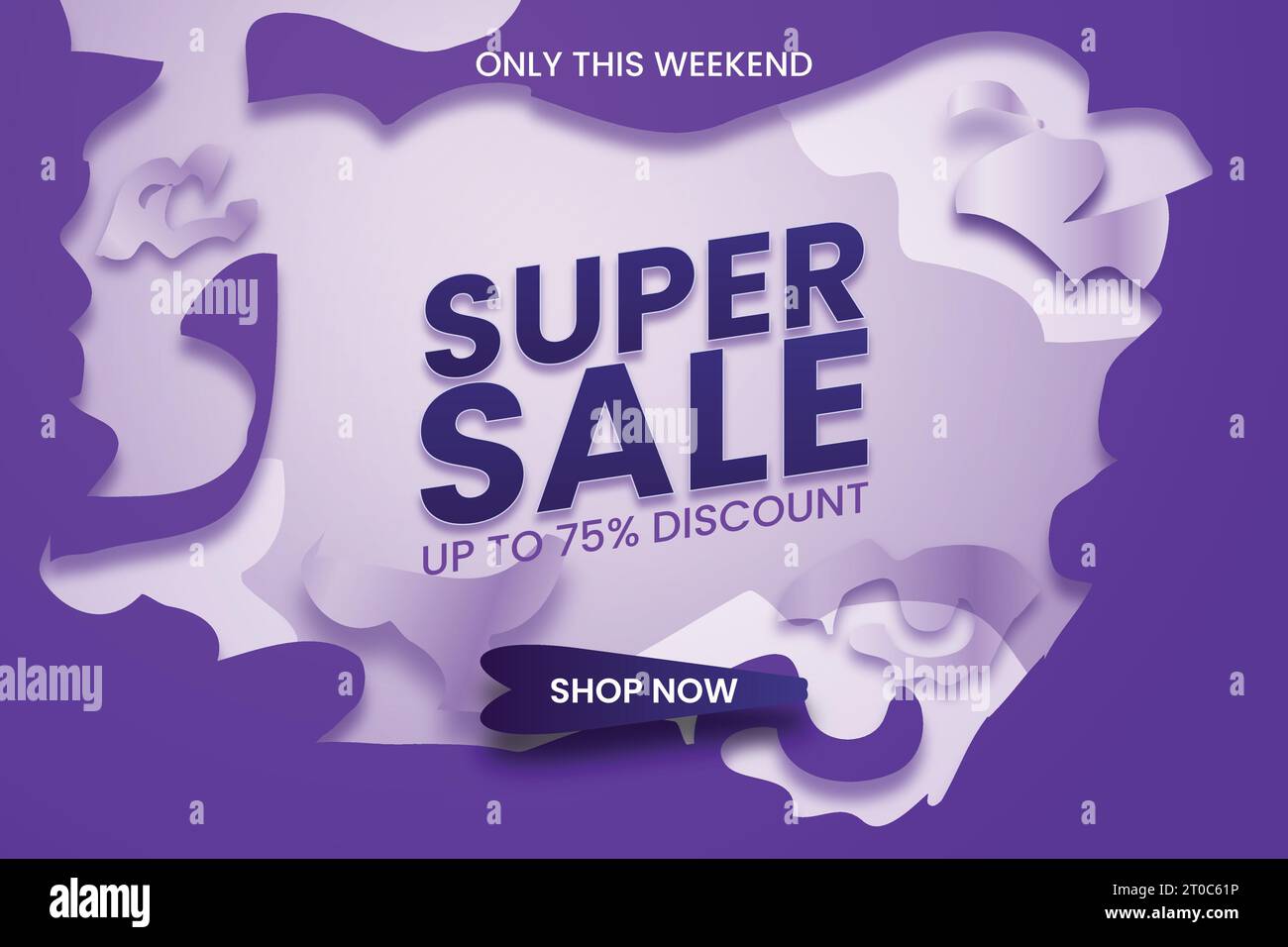 gradient overly white color paper cut style with super mega sell offer ...