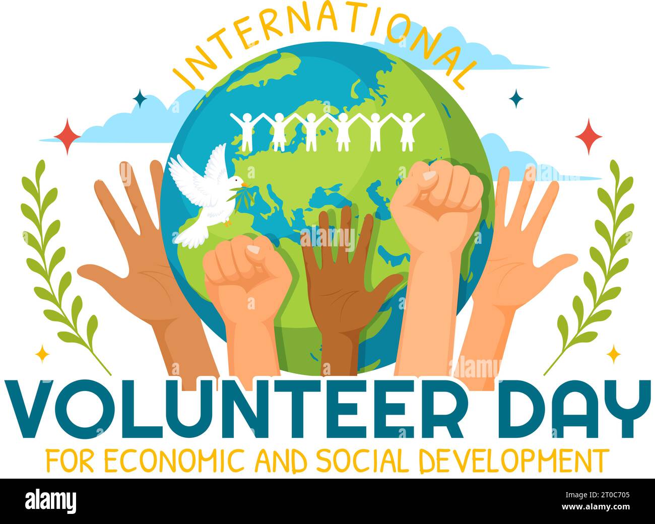 International Volunteer Day for Economic and Social Development Vector ...