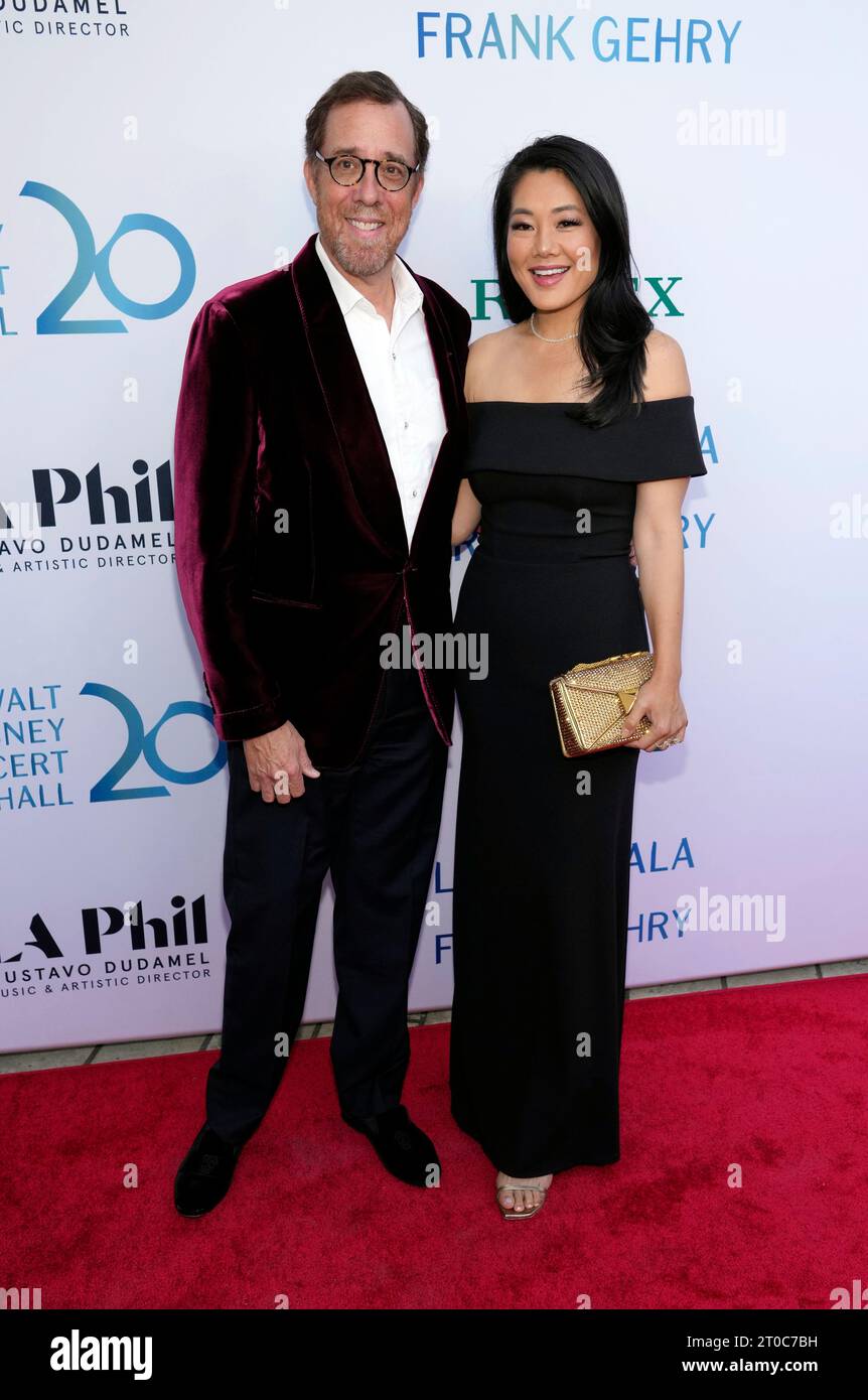 Crystal Kung Minkoff and her husband Rob pose together at the 2023 Los ...
