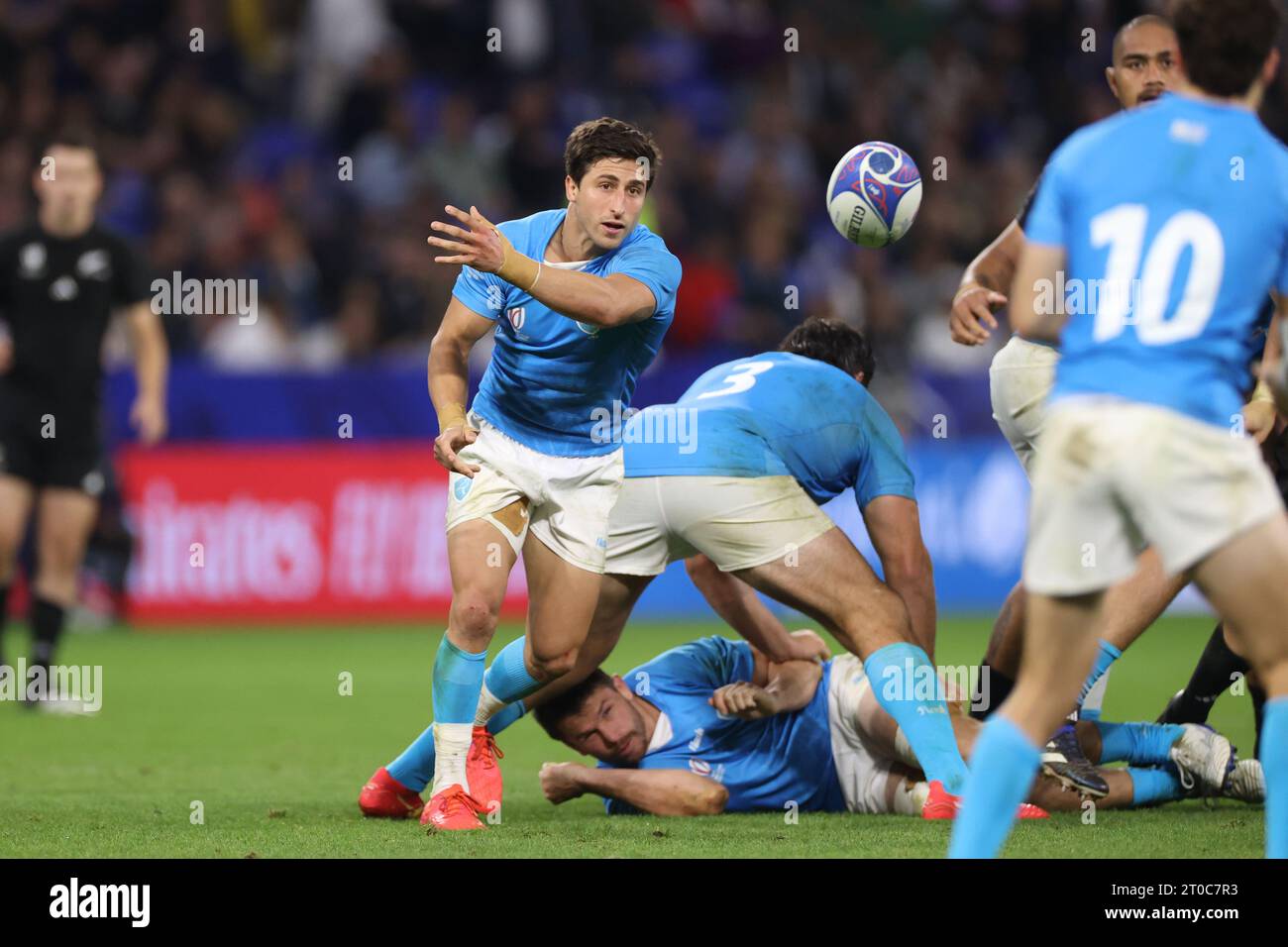 Lyon, France, Thursday. 5th Oct, 2023. Uruguay's Santiago Arata during ...