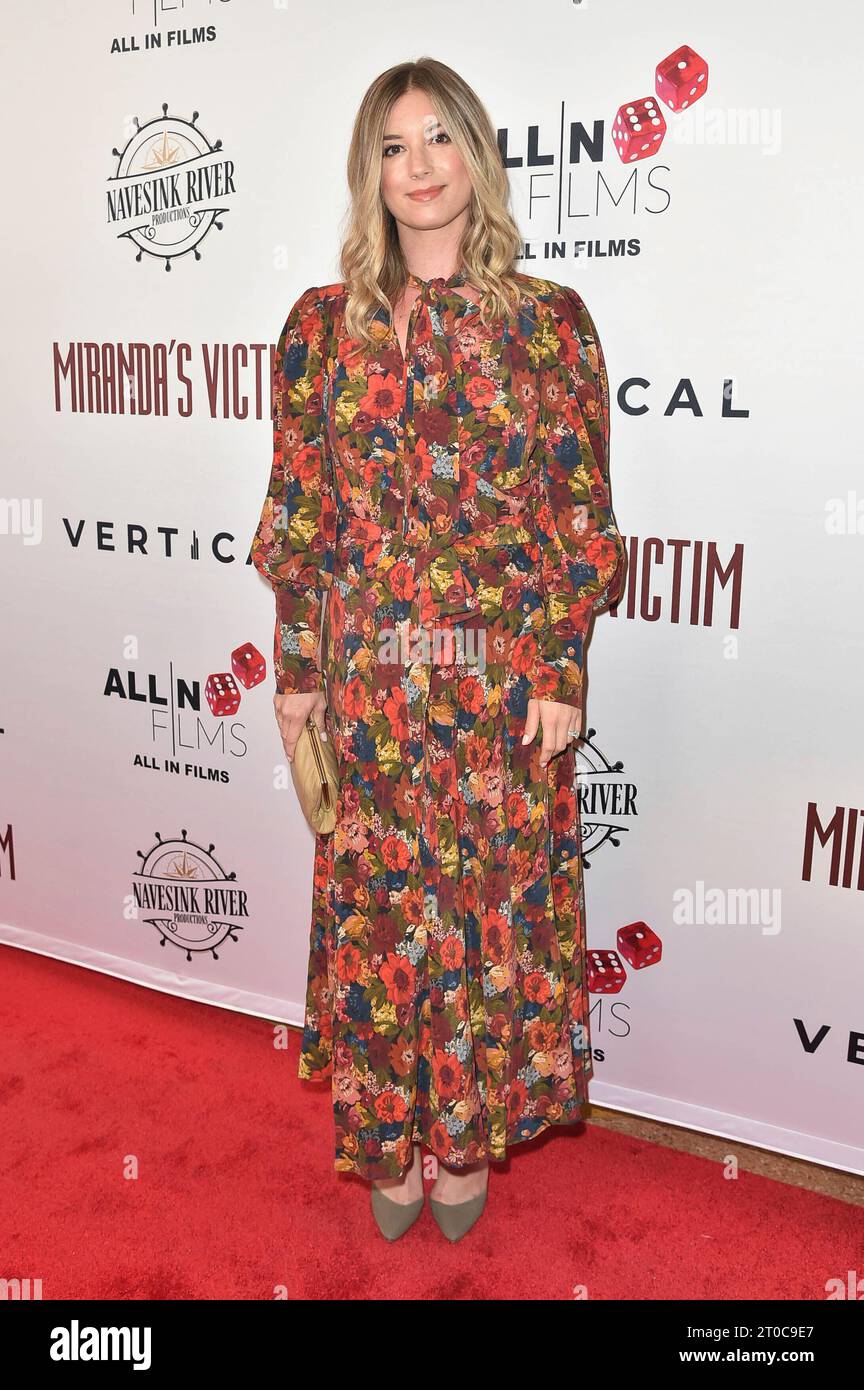 Emily VanCamp arrives at the premiere of "Miranda's Victim" on Thursday ...