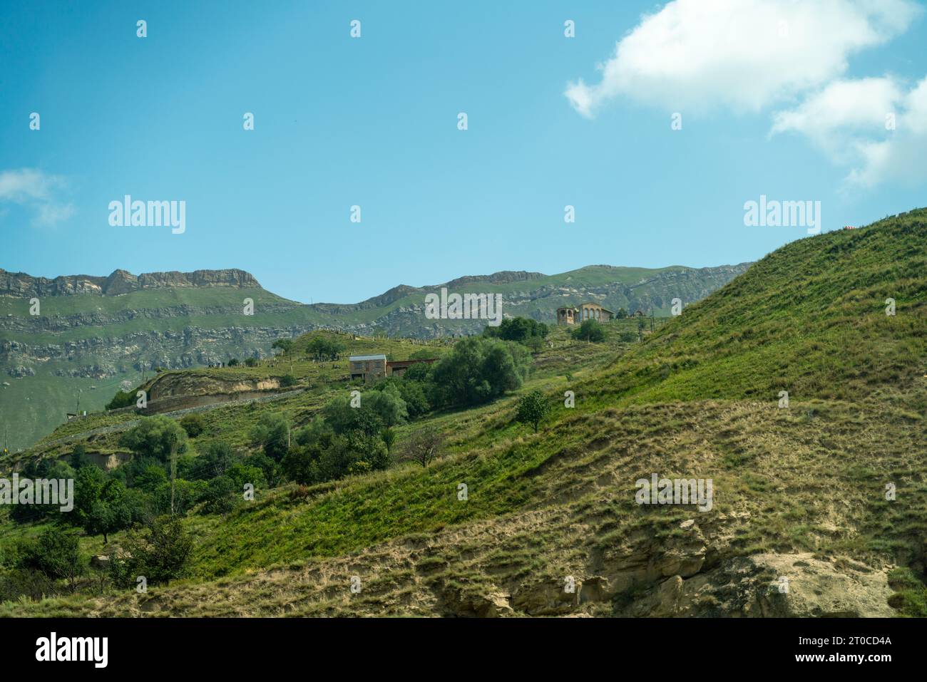 Village of Chokh in Dagestan. Facades of houses located in tiers on a ...