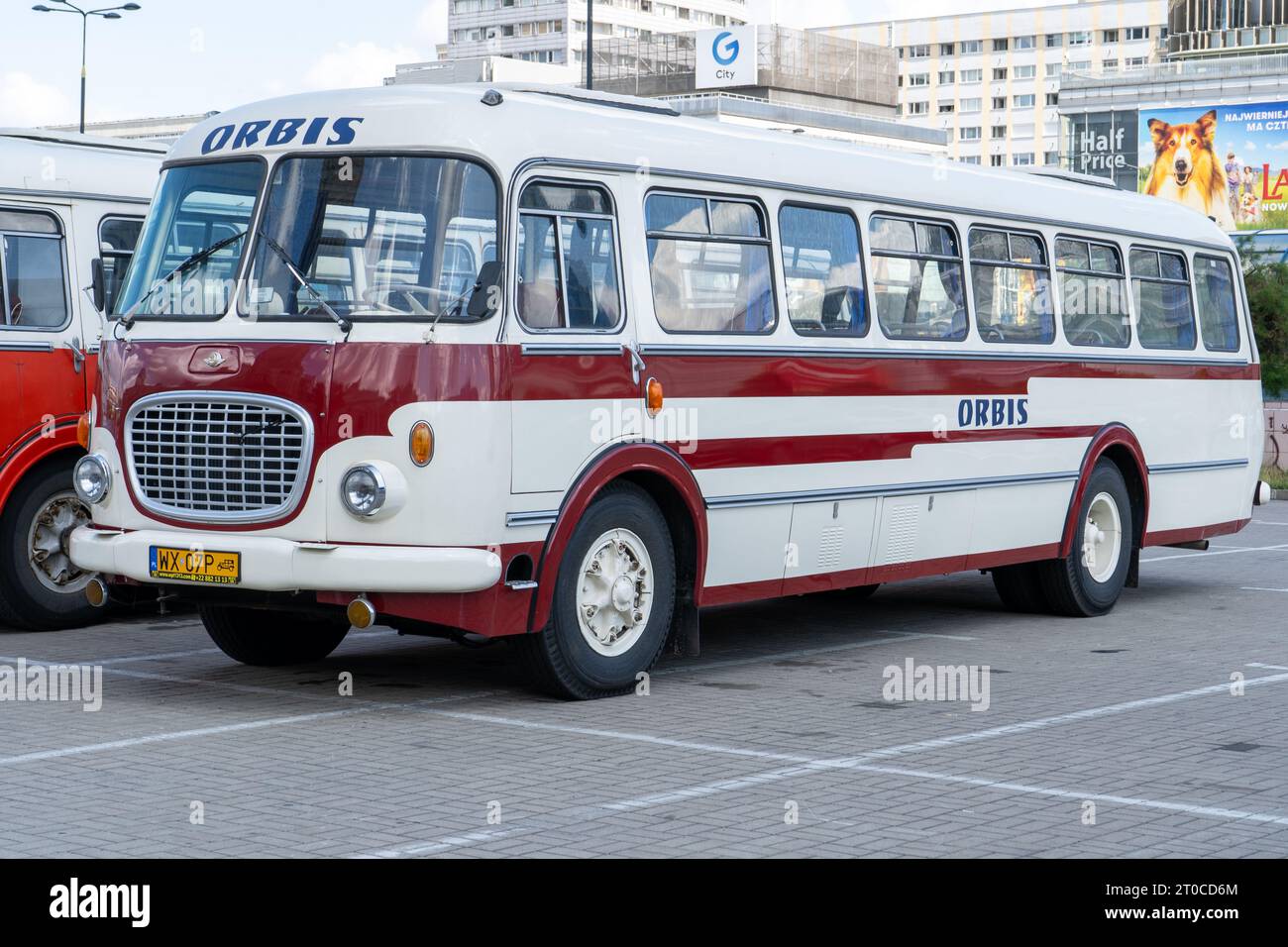 The old red and blue Skoda bus. Czechoslovakian Skoda RTO 706 Karosa ...