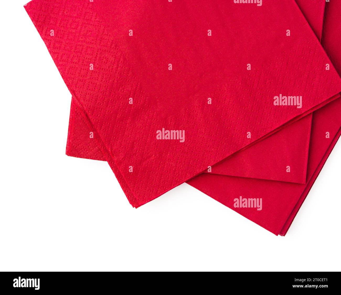 Stack of red paper napkins isolated on white background Stock Photo - Alamy