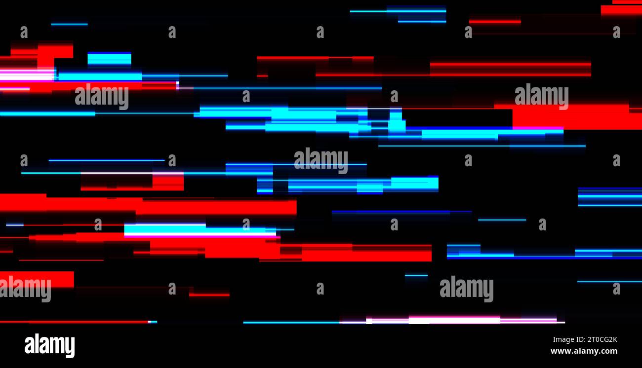 Abstract blue red tech glowing neon lines background. Laser glitch ...