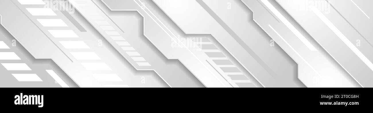 Grey abstract tech geometric banner design. Futuristic vector ...