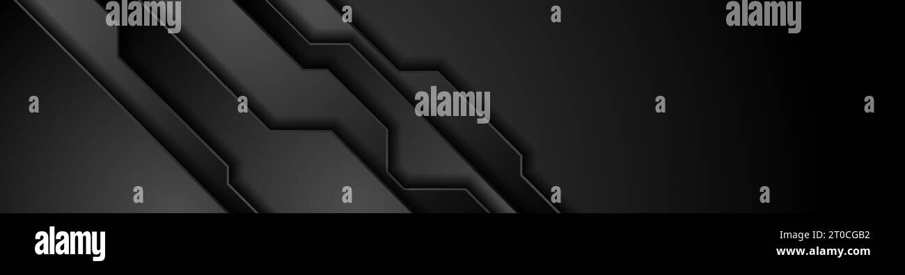 Black abstract hi-tech geometric background. Vector banner design Stock ...
